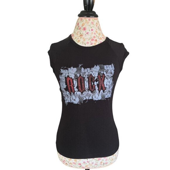 American Vintage | Tops | Punk Rock Y2k Black Tshirt No Size Tag Fits ...